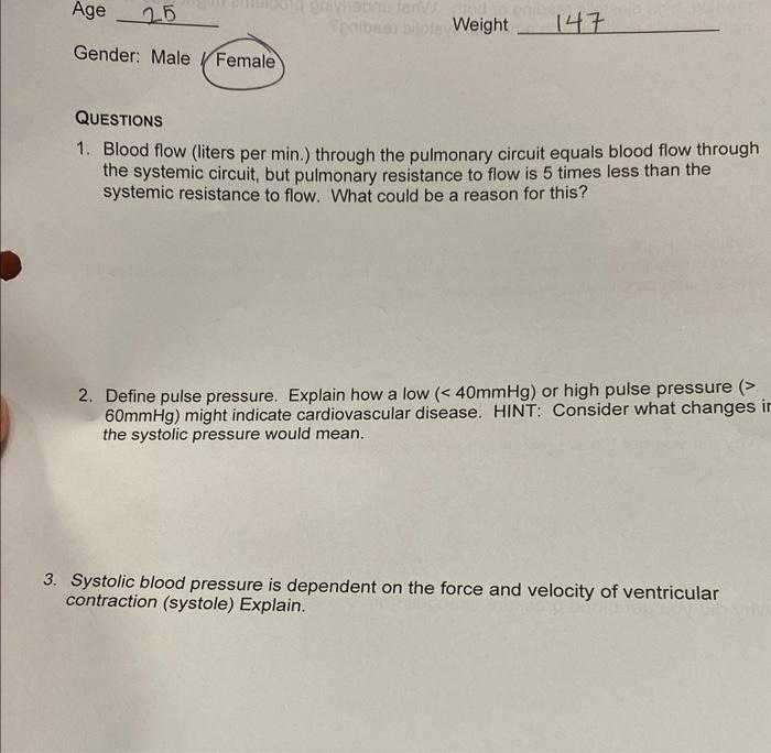 Solved QUESTIONS 1. Blood flow (liters per min.) through the | Chegg.com