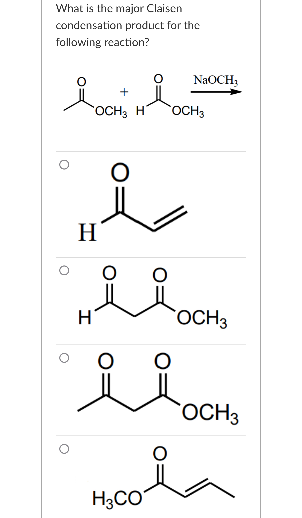 Solved What Is The Major Claisen Condensation Product For
