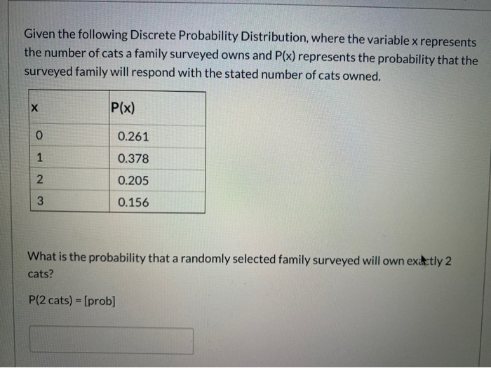 Solved Given the following Discrete Probability | Chegg.com