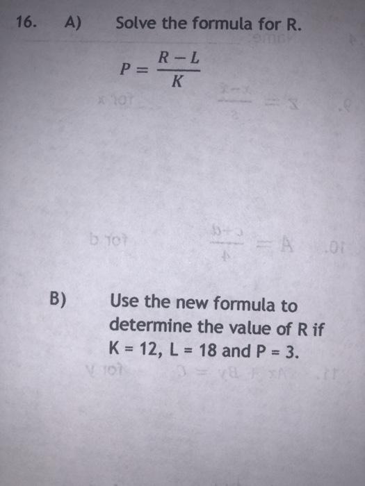 Solved Use the new formula to determine the value of Rif K = | Chegg.com