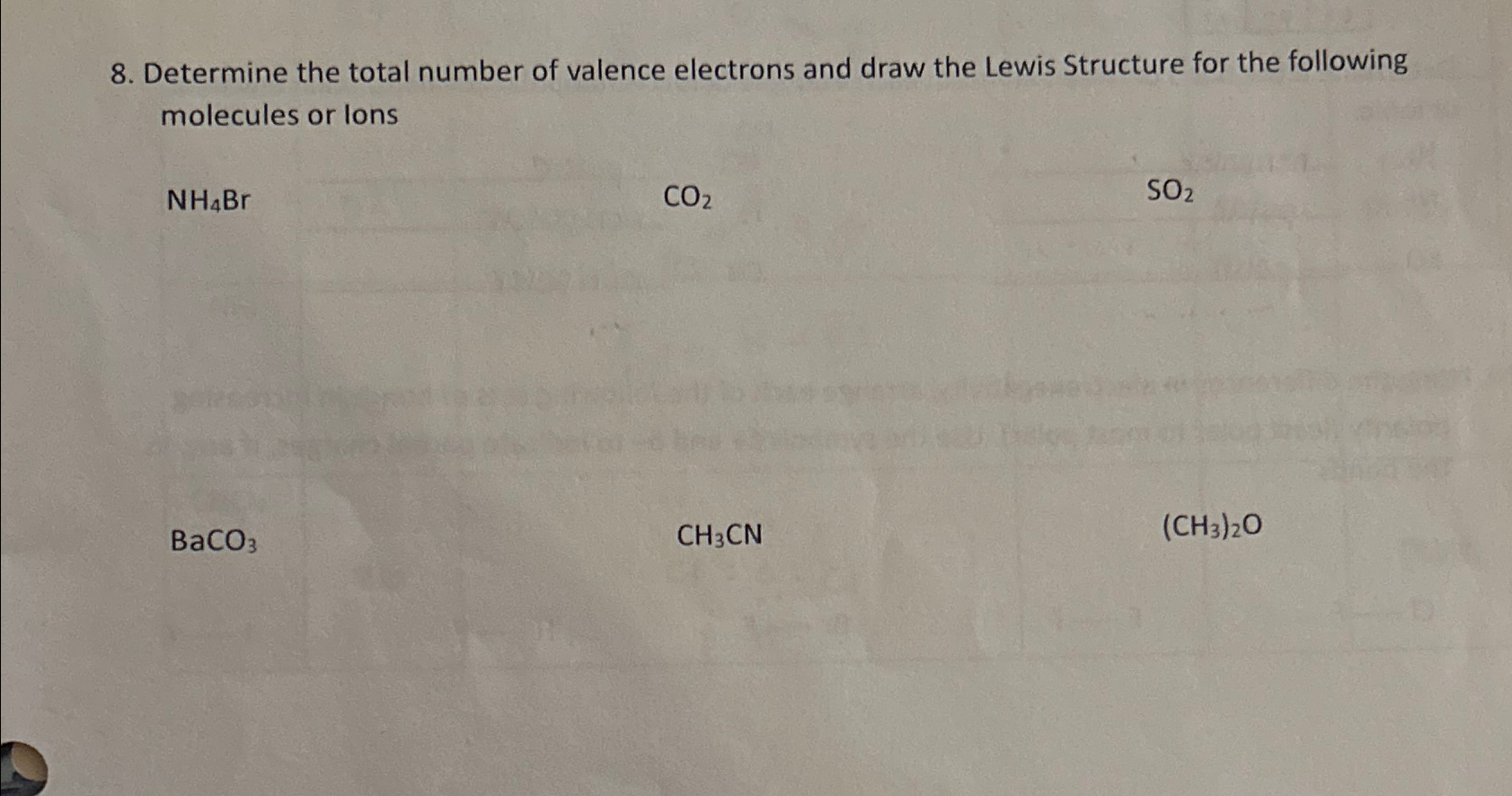 Solved Determine the total number of valence electrons and | Chegg.com