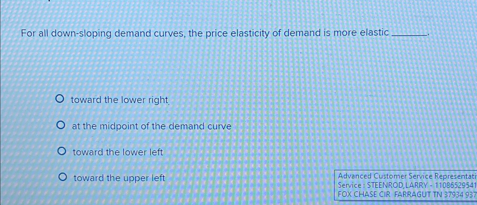 Solved For all down-sloping demand curves, the price | Chegg.com