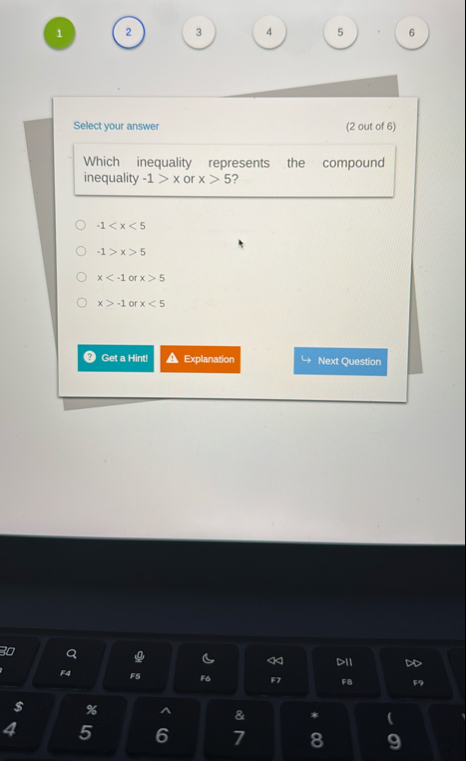Solved 123456Select your answer(2 ﻿out of 6)Which inequality | Chegg.com