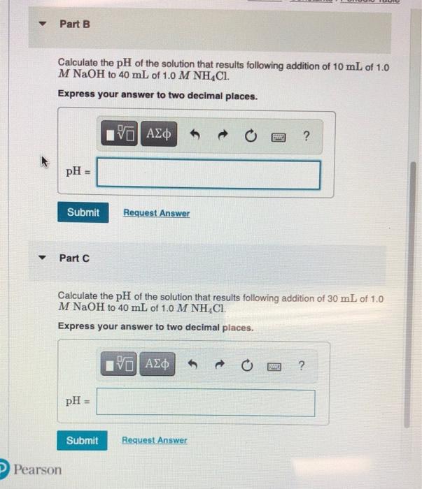 Solved Part B Calculate the pH of the solution that results | Chegg.com