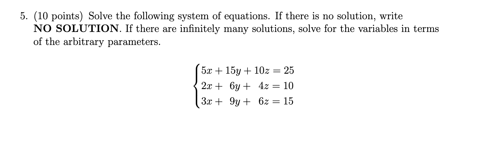 Solved (10 ﻿points) ﻿Solve the following system of | Chegg.com