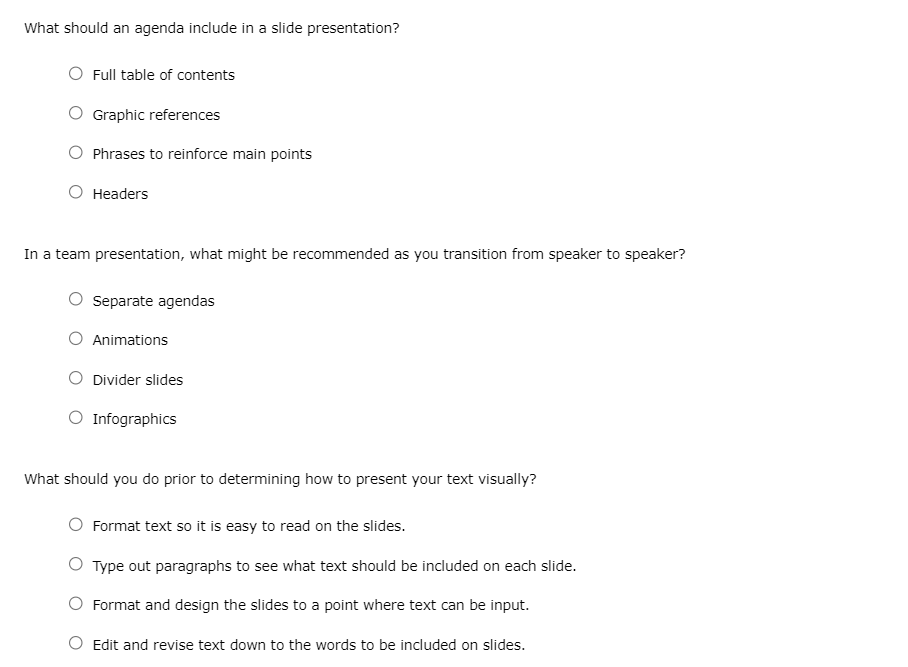 Solved What should an agenda include in a slide | Chegg.com