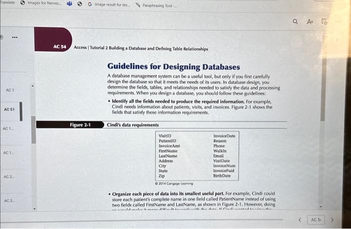 TUTORIAL OBJECTIVES Building a Database Session 2.1 - | Chegg.com