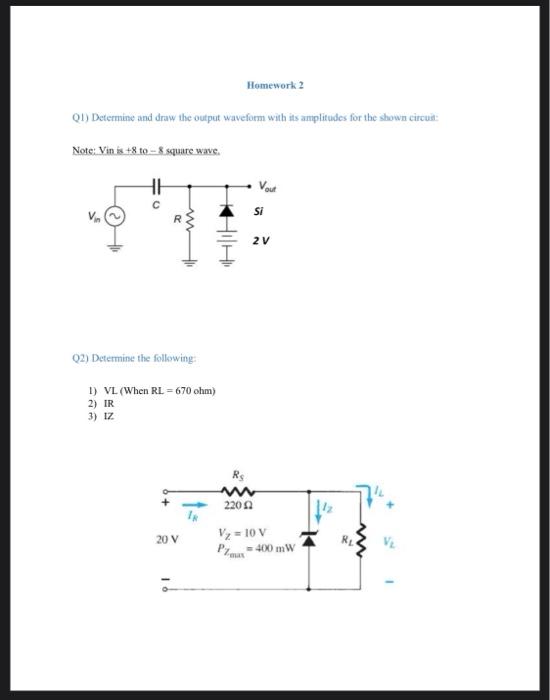 Solved Homework 2 Q1) Determine and draw the output waveform | Chegg.com