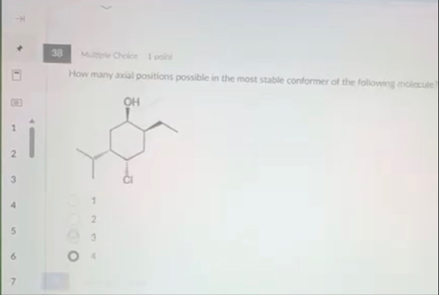 Solved 38 ﻿Multiple Choloe 1 ﻿pointHow many axial positions | Chegg.com
