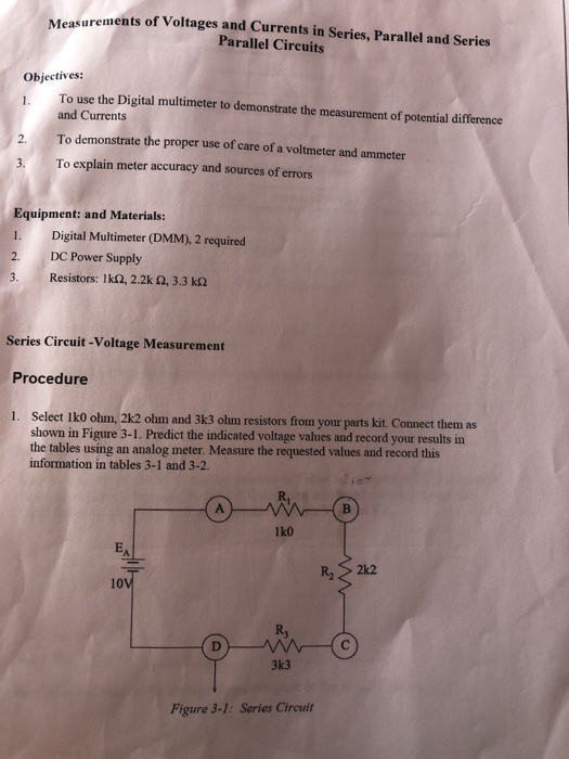 Solved voltages and current in series, parallel and series | Chegg.com