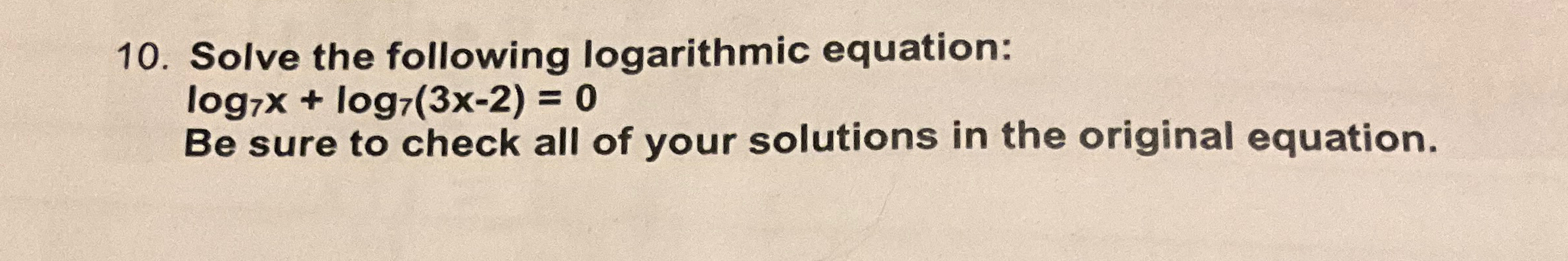 Solved Solve the following logarithmic | Chegg.com