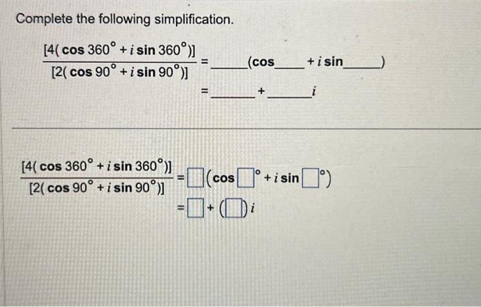 Solved Complete the following simplification. | Chegg.com