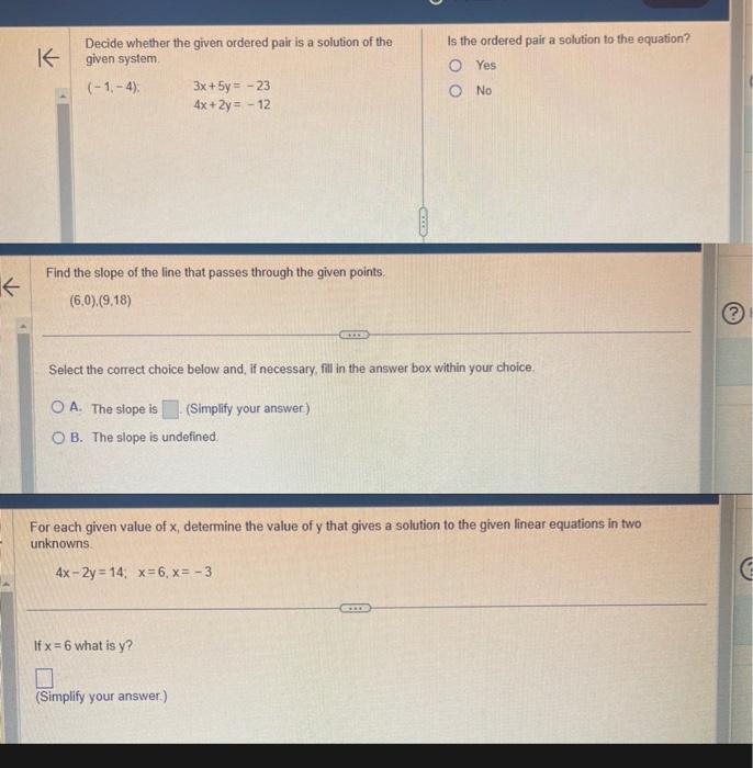 Solved Decide whether the given ordered pair is a solution | Chegg.com Solved Decide whether the given ordered pair is a solution | Chegg.com