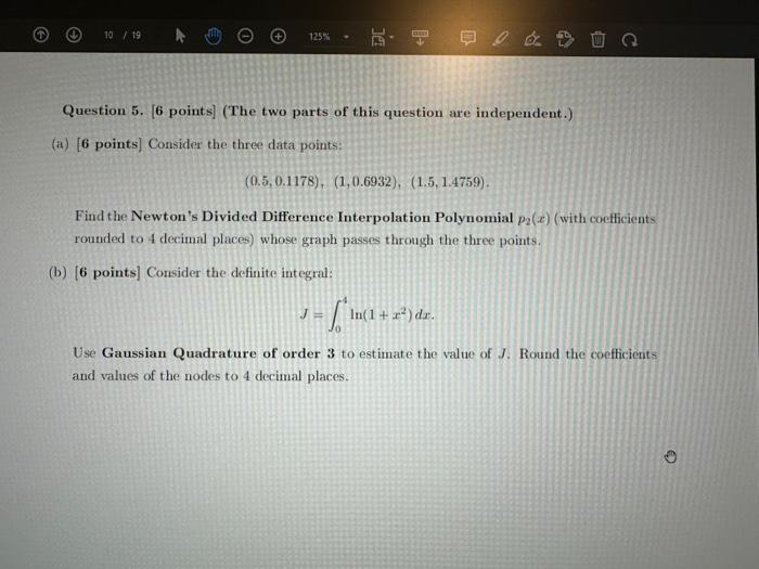 Solved Question 5. [6 points] (The two parts of this | Chegg.com