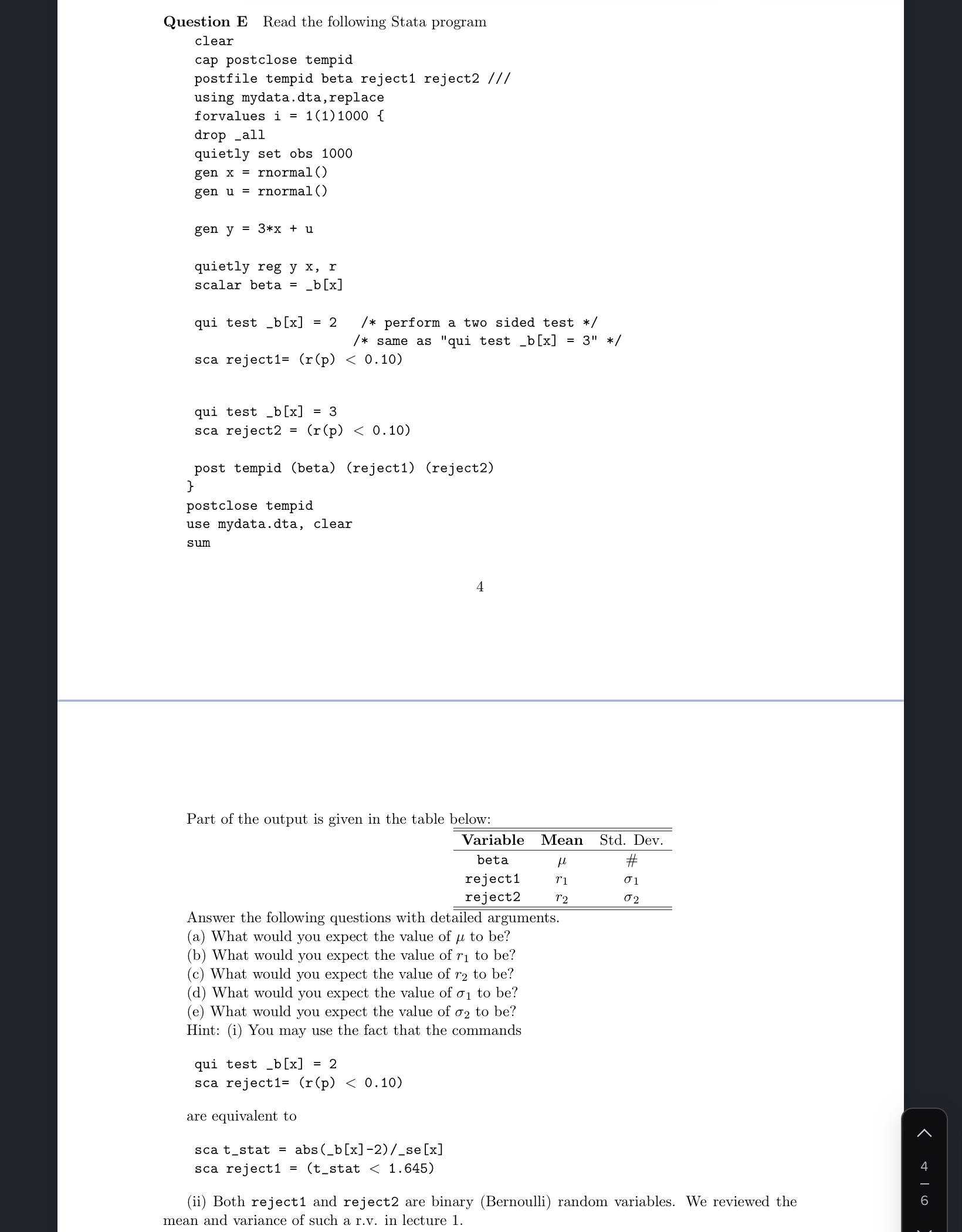 4Part of the output is given in the table | Chegg.com