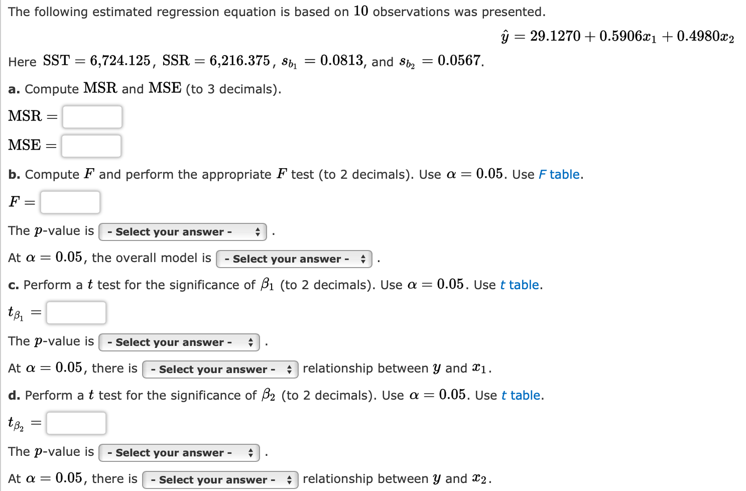 Solved The following estimated regression equation is based | Chegg.com