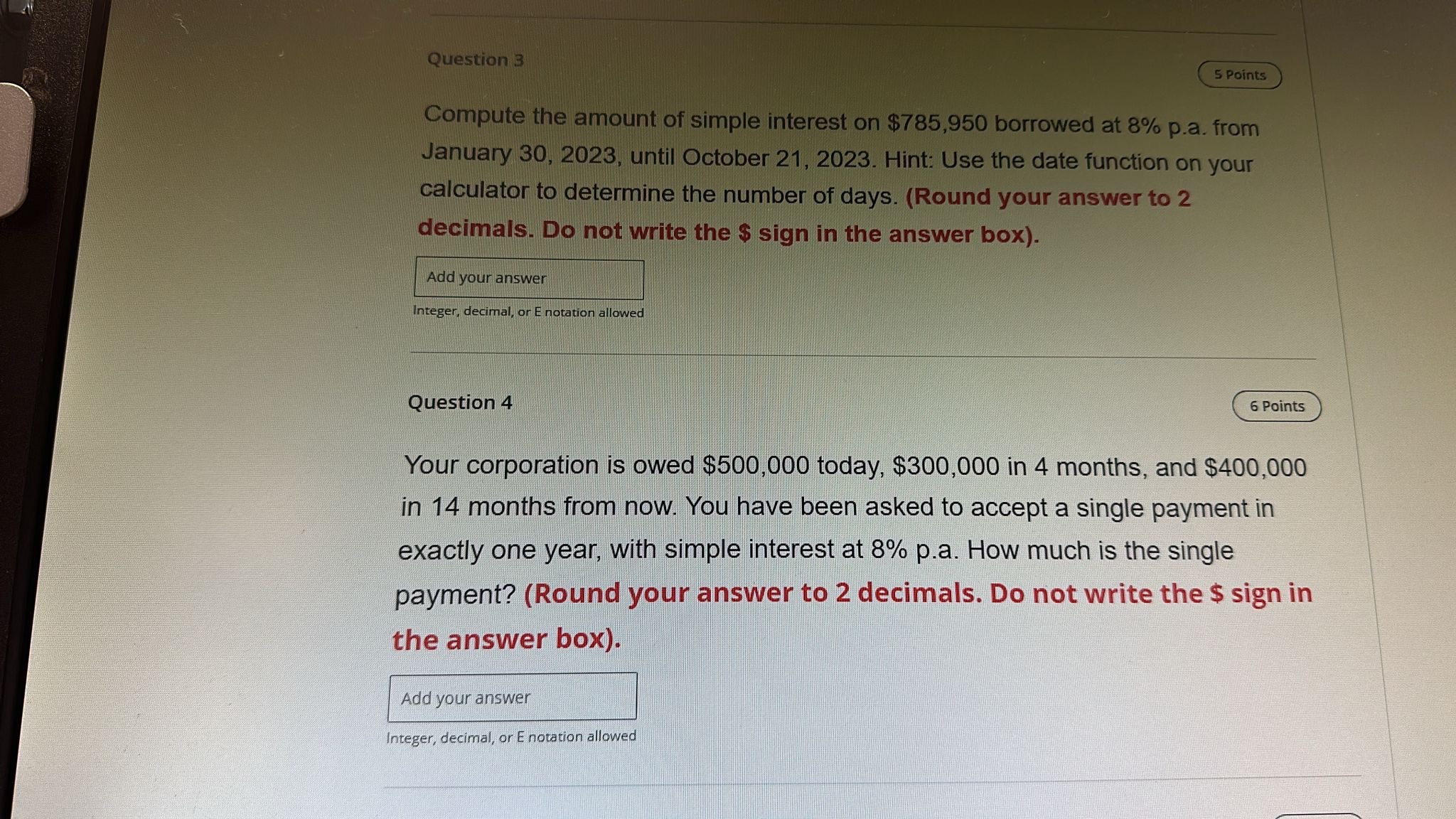 Solved Question 35 ﻿pointsCompute the amount of simple | Chegg.com