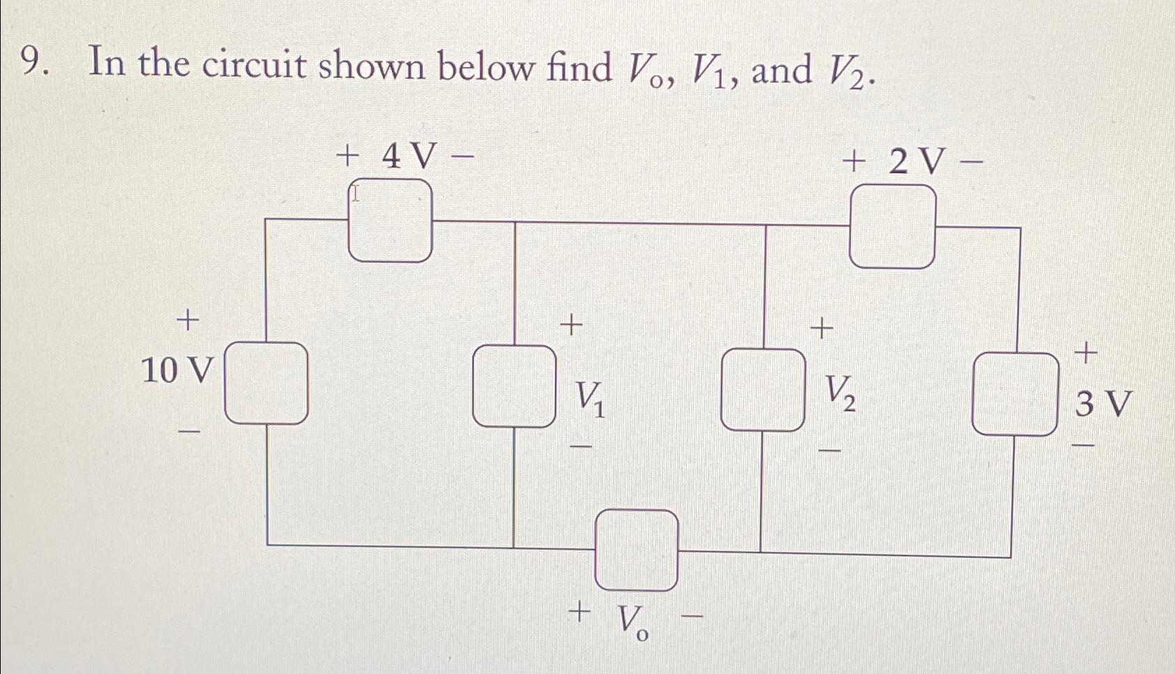 Solved In the circuit shown below find V0,V1, ﻿and V2. | Chegg.com