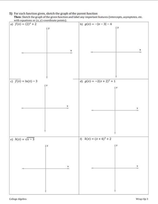 Solved 5) For each function given, sketch the graph of the | Chegg.com
