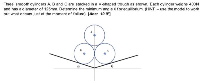 Solved Three smooth cylinders A, B and C are stacked in a | Chegg.com