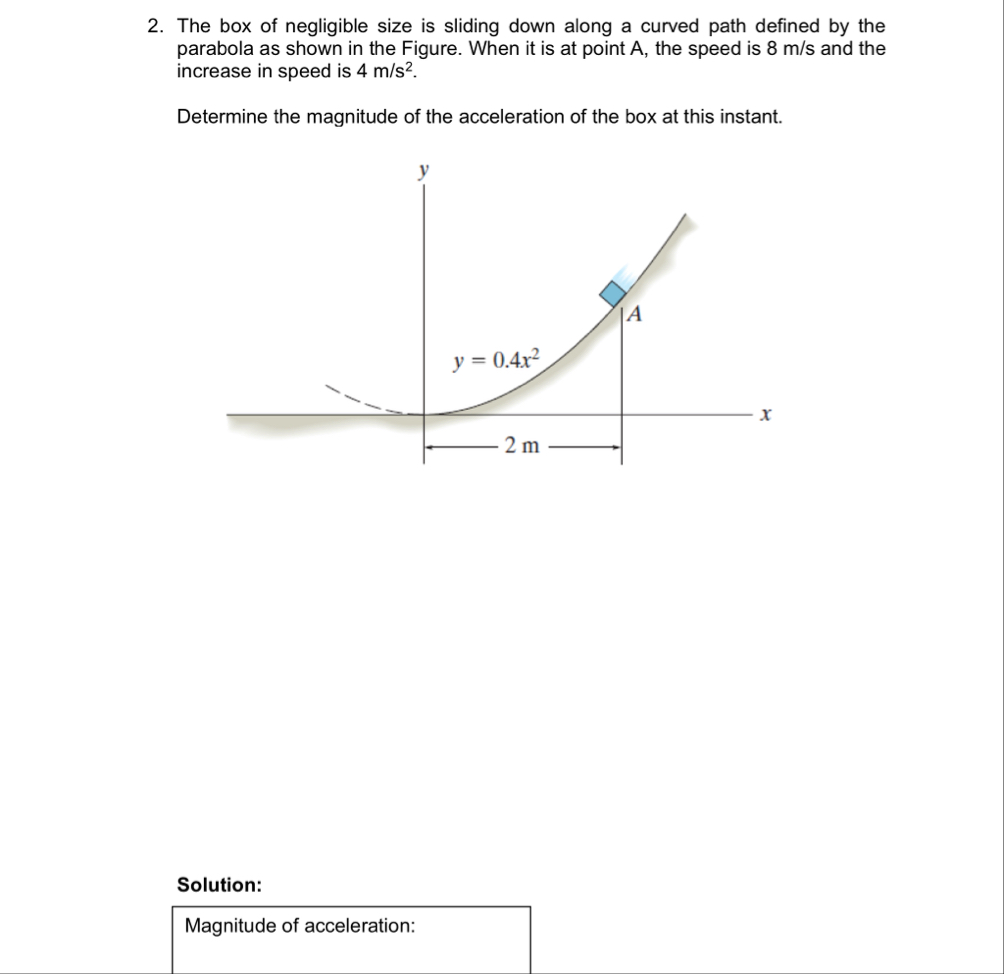 Solved The box of negligible size is sliding down along a | Chegg.com