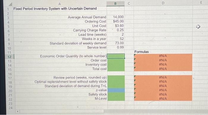 Solved B C D E Fixed Period Inventory System with Uncertain | Chegg.com