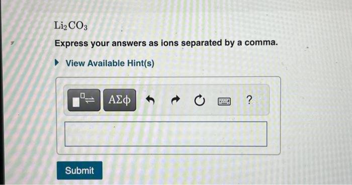 Solved Specily what ions are present in solution upon | Chegg.com