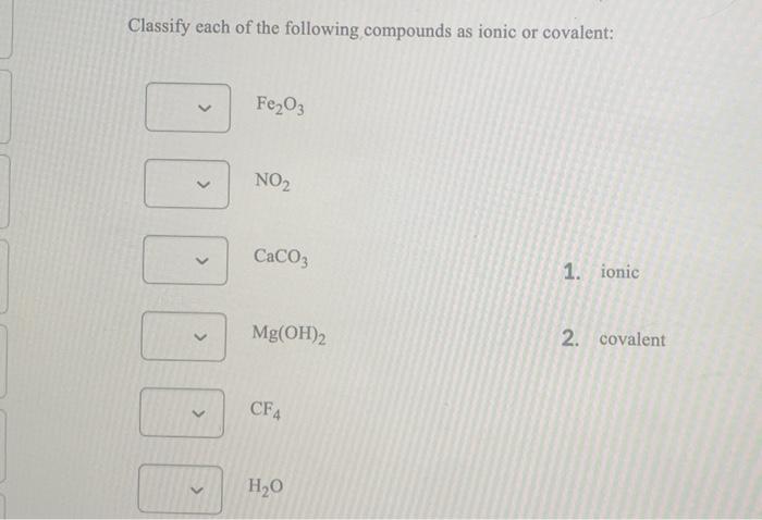 Solved Classify each of the following compounds as ionic or | Chegg.com