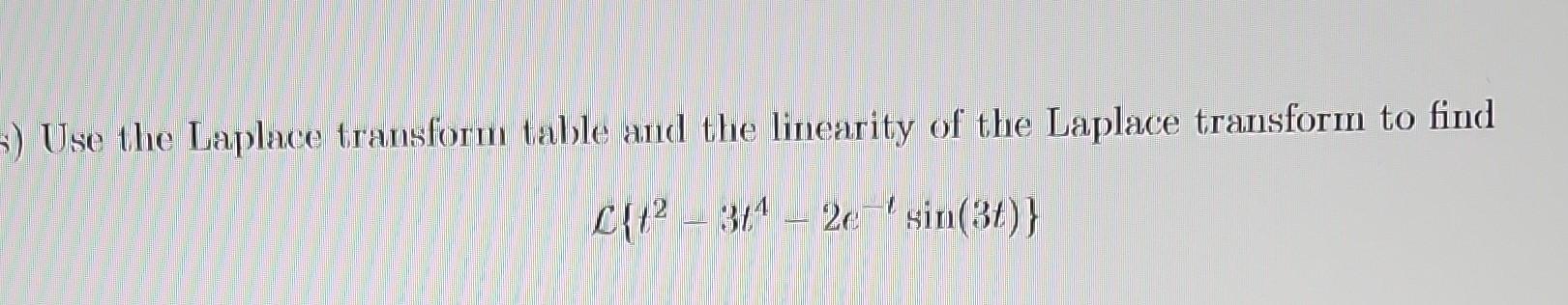 Solved Use the Laplace transform table and the linearity of | Chegg.com