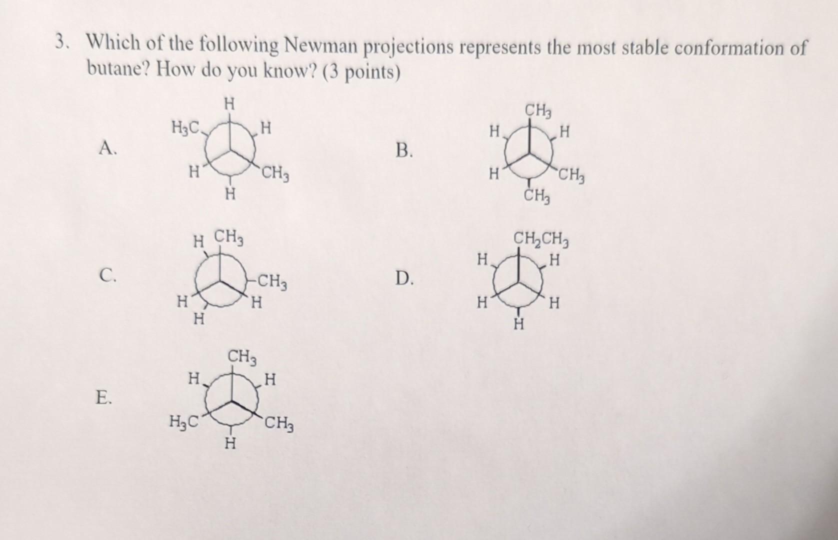 Solved Which of the following Newman projections represents | Chegg.com