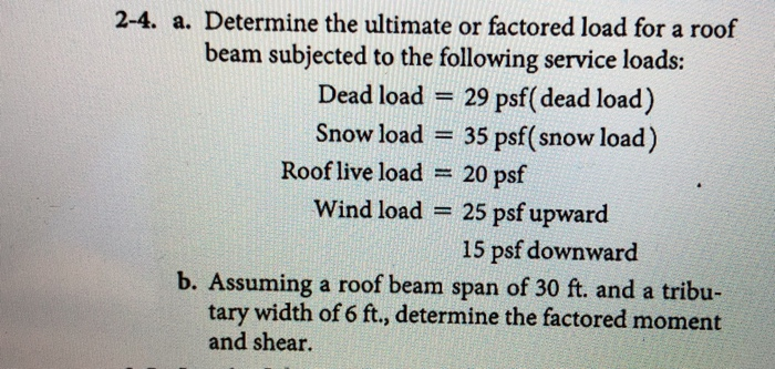 Solved 2-4. a. Determine the ultimate or factored load for a | Chegg.com
