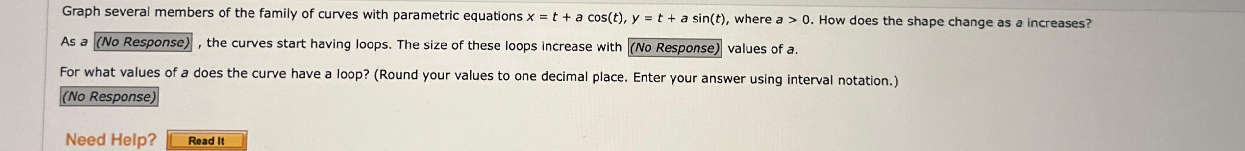 Solved As a , ﻿the curves start having loops. The size of | Chegg.com