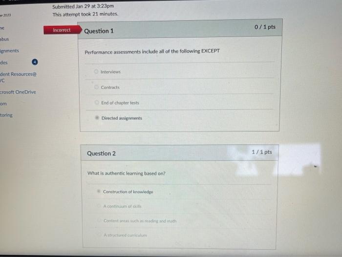 Performance assessments include all of the following | Chegg.com