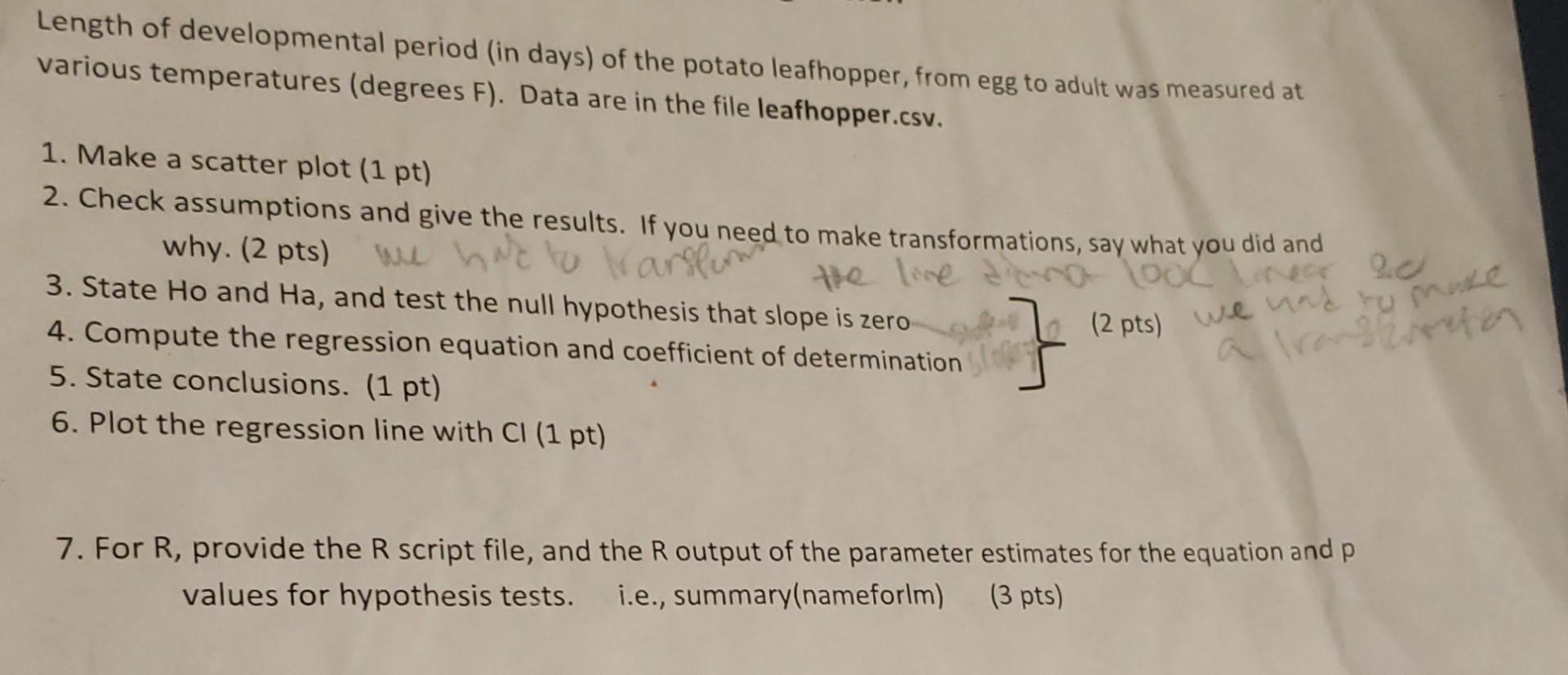 Solved Length of developmental period (in days) of the | Chegg.com