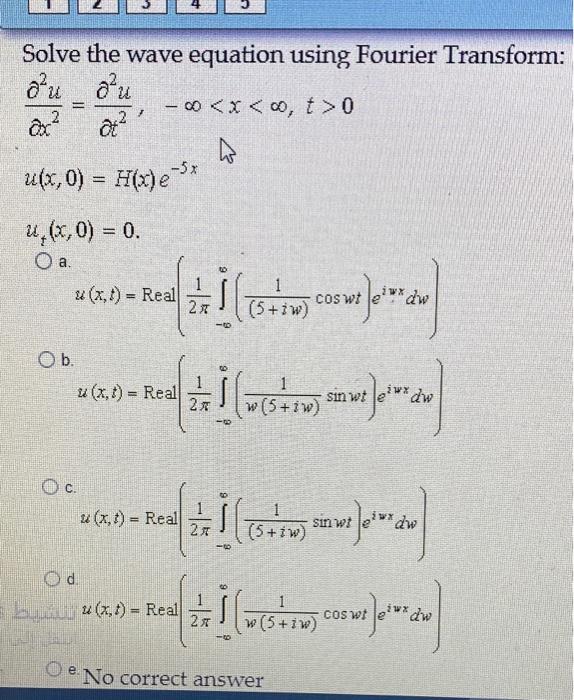 Solved = Solve the wave equation using Fourier Transform: ²u | Chegg.com