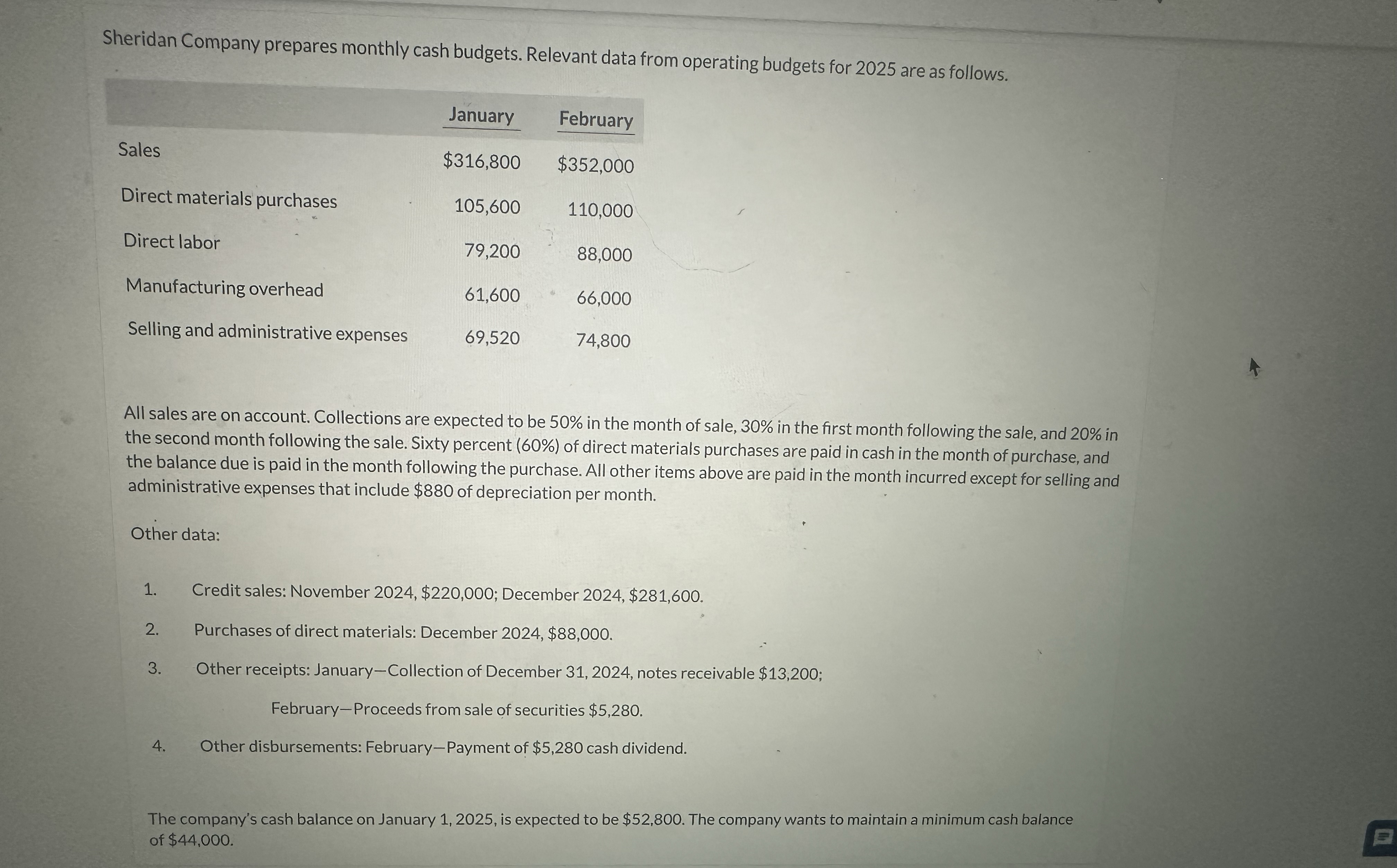 Solved Prepare schedules for (1) ﻿expected collections from | Chegg.com