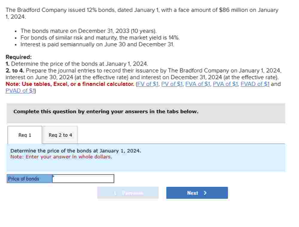 Solved The Bradford Company issued 12% ﻿bonds, dated January | Chegg.com