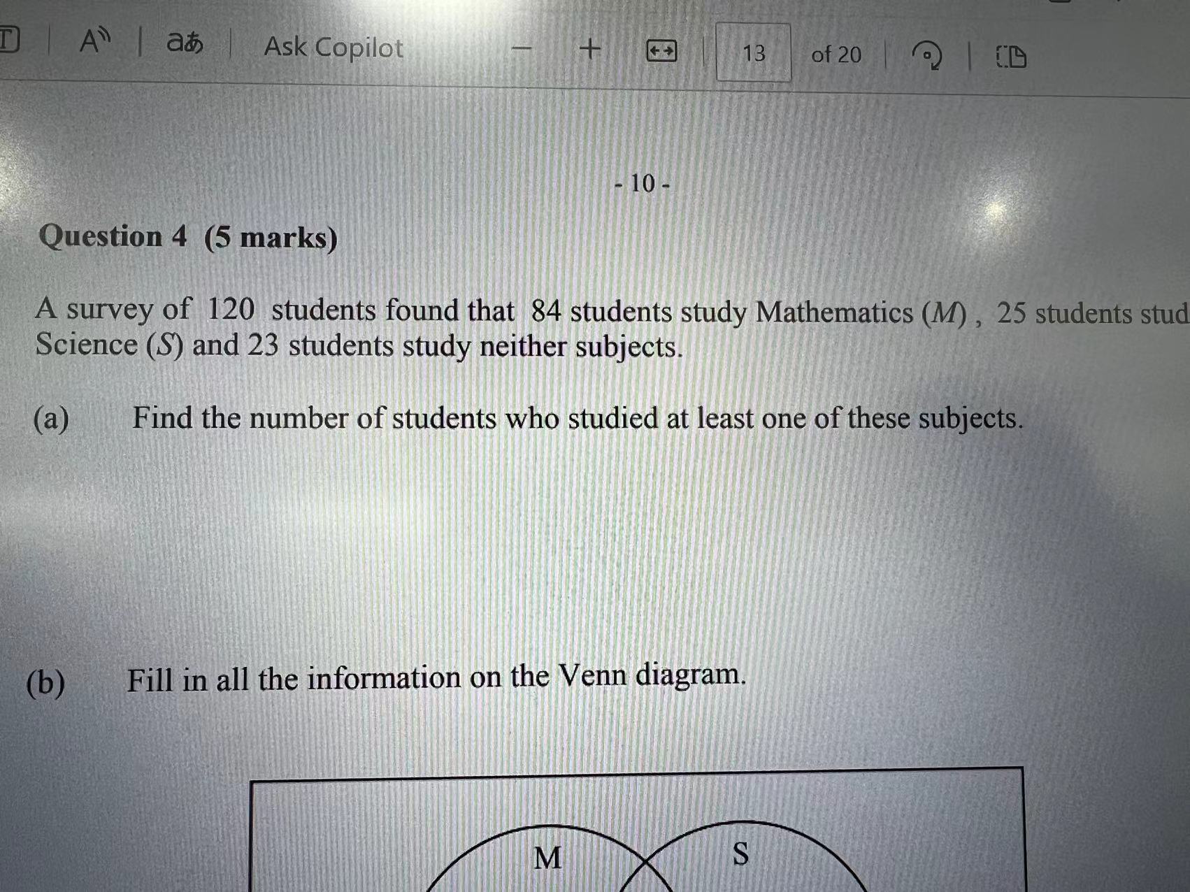 Solved Question 4 (5 ﻿marks)A survey of 120 ﻿students found | Chegg.com