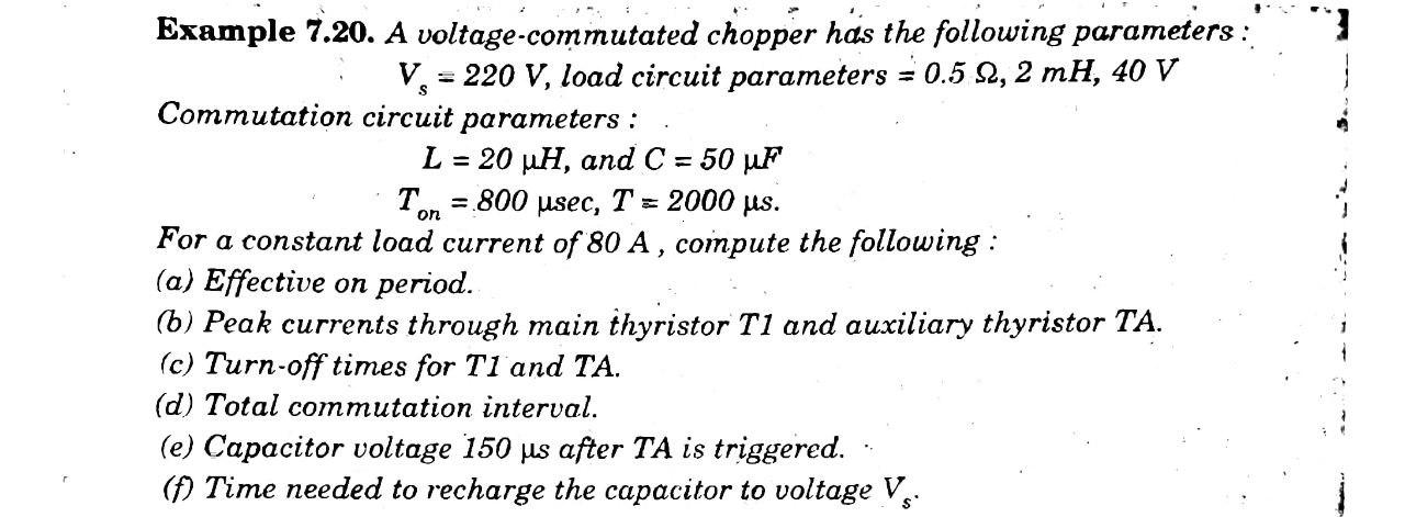 Solved រ on Example 7.20. A voltage-commutated chopper has | Chegg.com