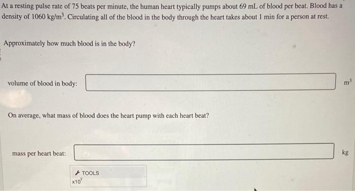 Solved At a resting pulse rate of 75 beats per minute, the | Chegg.com