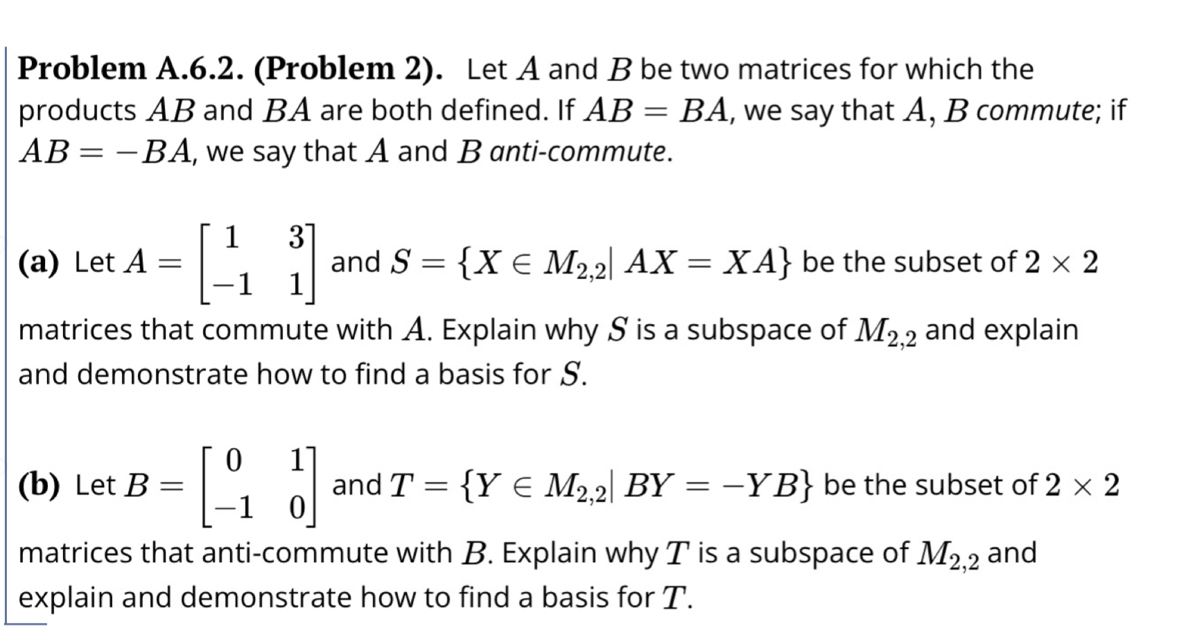 Solved by an EXPERT Problem A.6.2. (Problem 2). ﻿Let A and B ﻿be two | Chegg.com