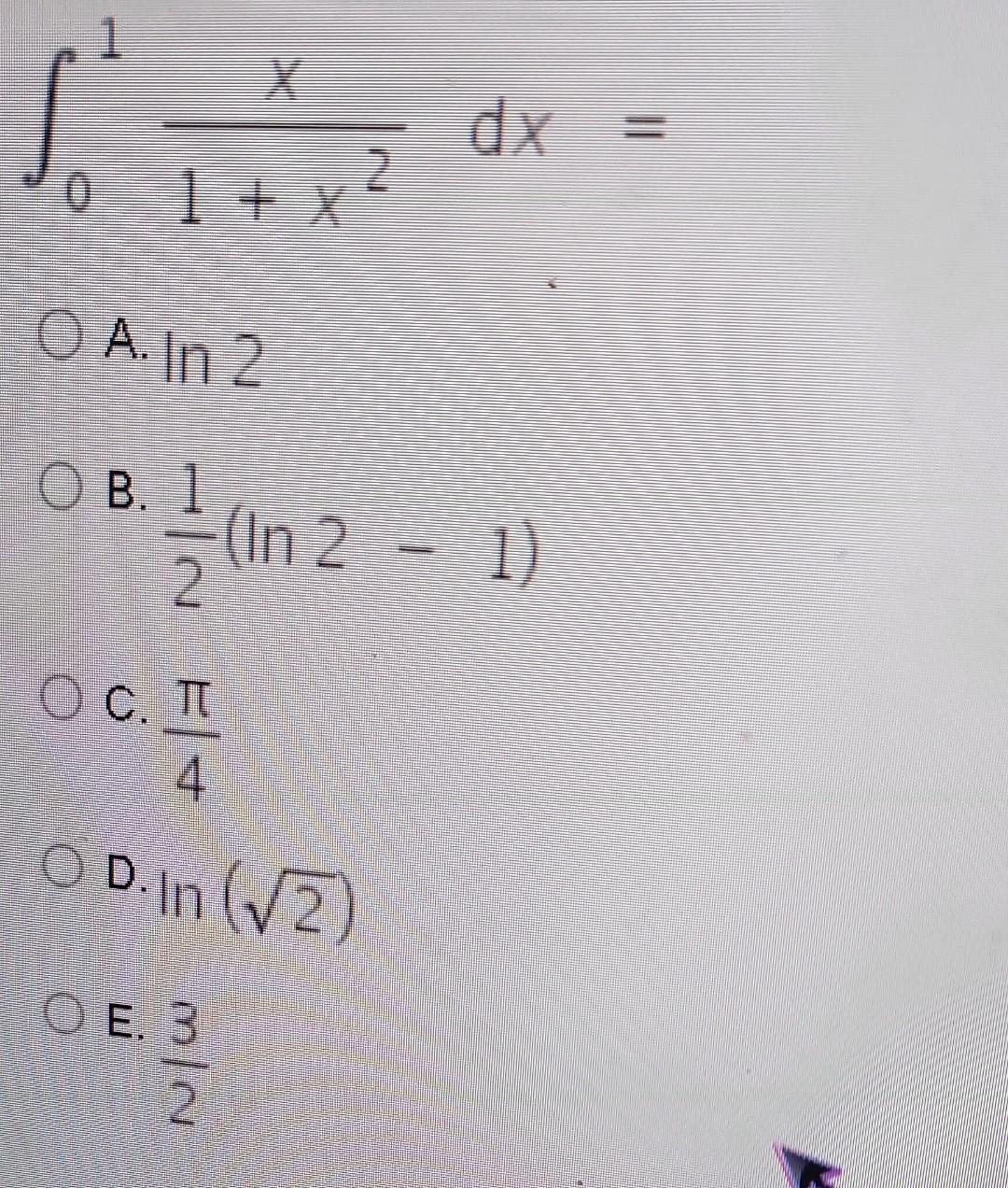 Solved A. ln2 | Chegg.com