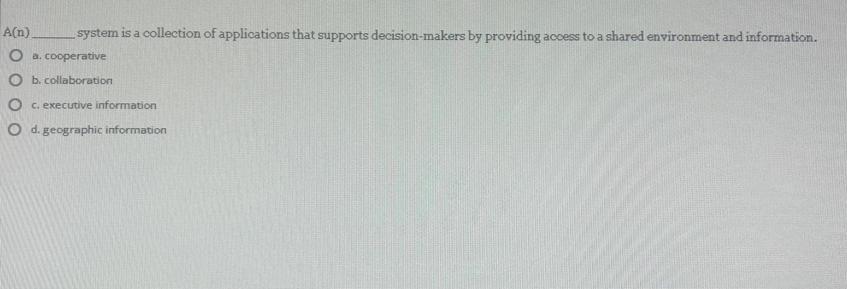 Solved A(n) ﻿system is a collection of applications that | Chegg.com