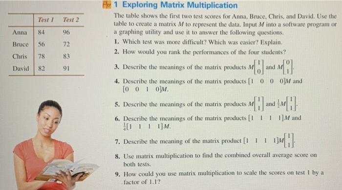 Solved Test Test 2 Pe 1 Exploring Matrix Multiplication The | Chegg.com