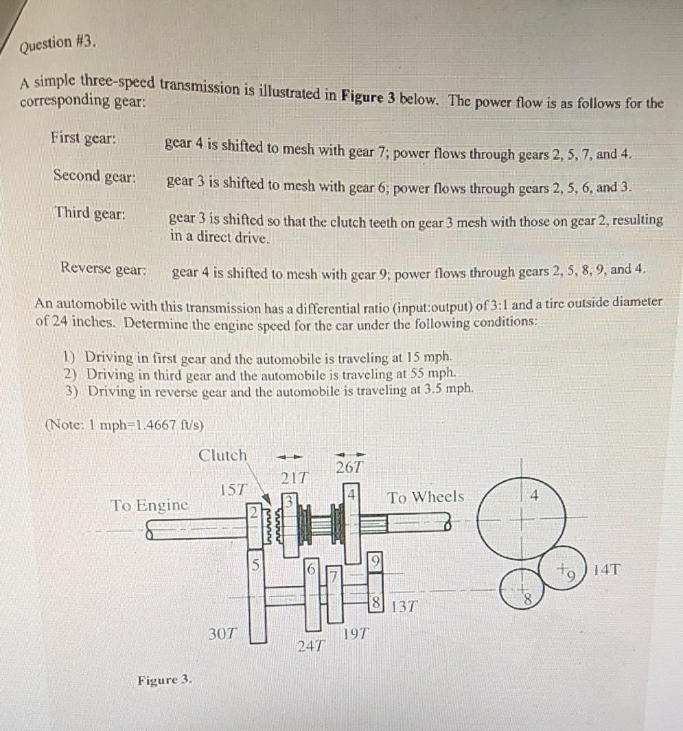 Solved Question #3. A simple three-speed transmission is | Chegg.com
