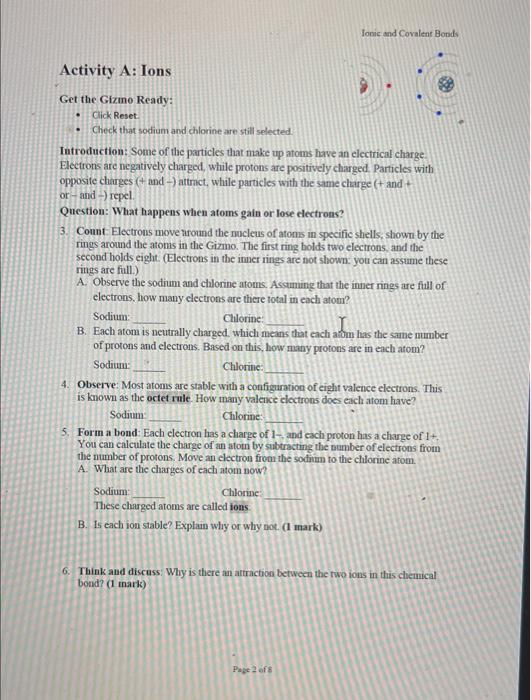 Solved Ionic Bonds Vocabulary: chemical family, electron | Chegg.com