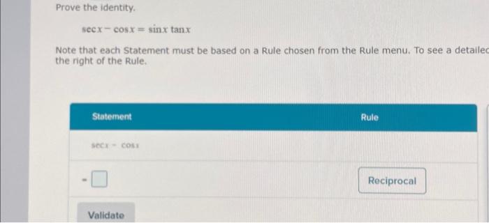 Solved prove the identity and please list the name of each | Chegg.com