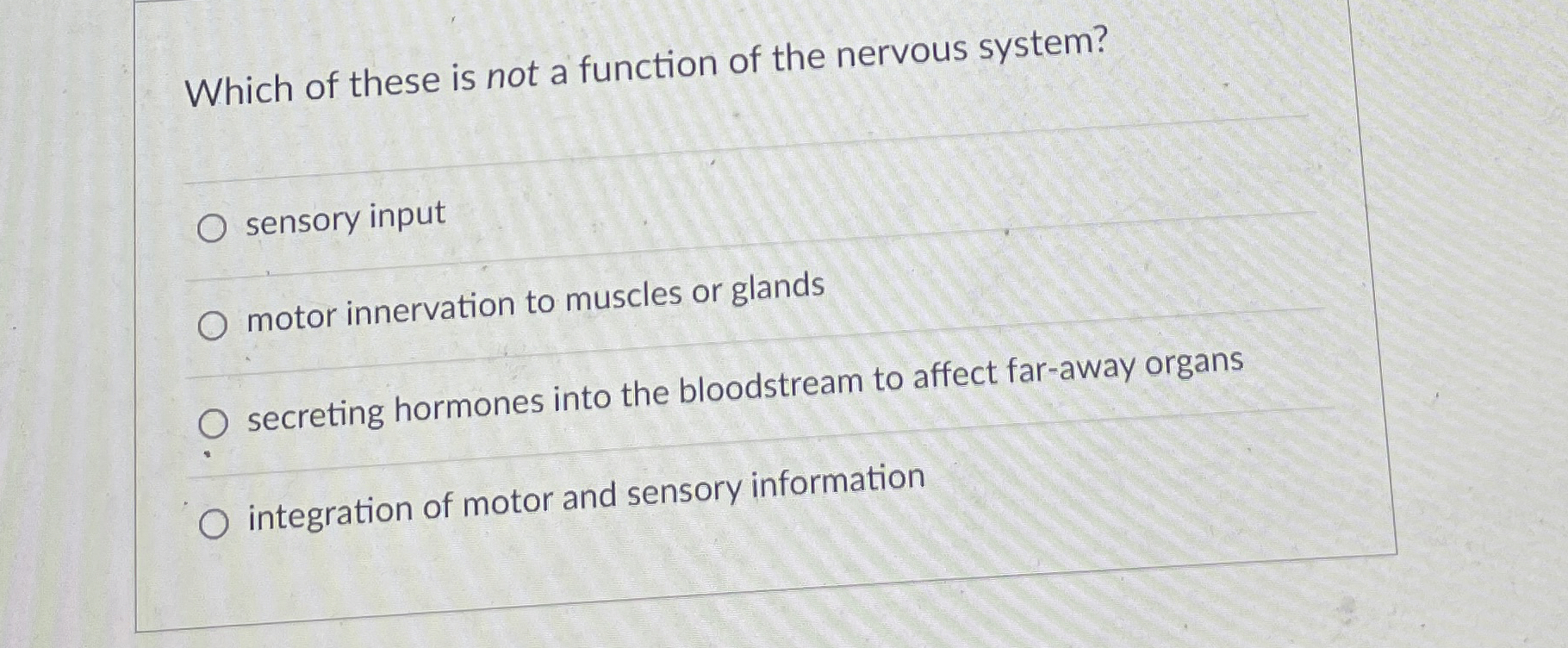 Solved Which of these is not a function of the nervous | Chegg.com