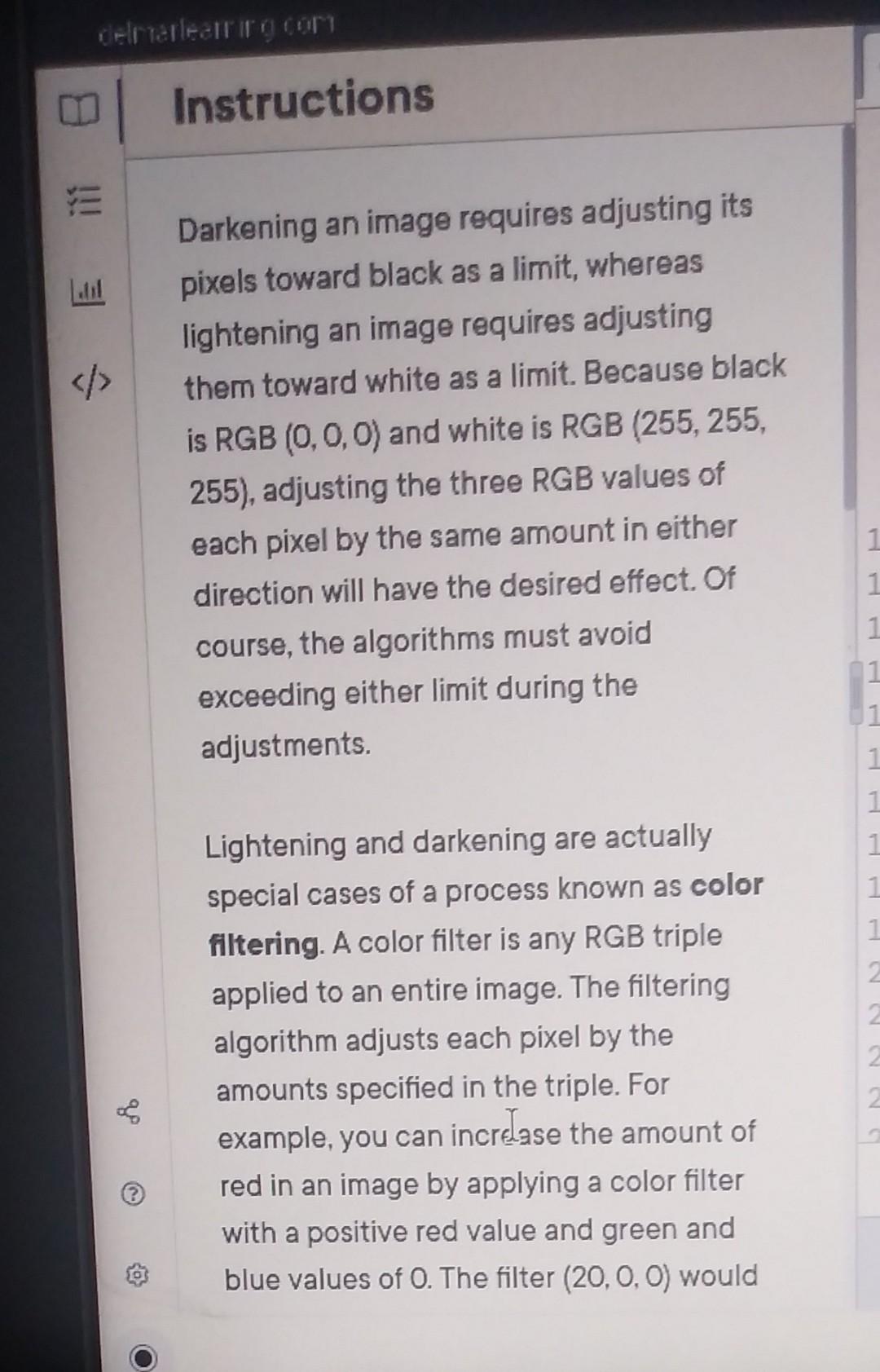 Solved Darkening an image requires adjusting its pixels | Chegg.com