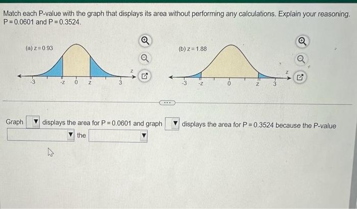 Solved Match each P-value with the graph that displays its | Chegg.com